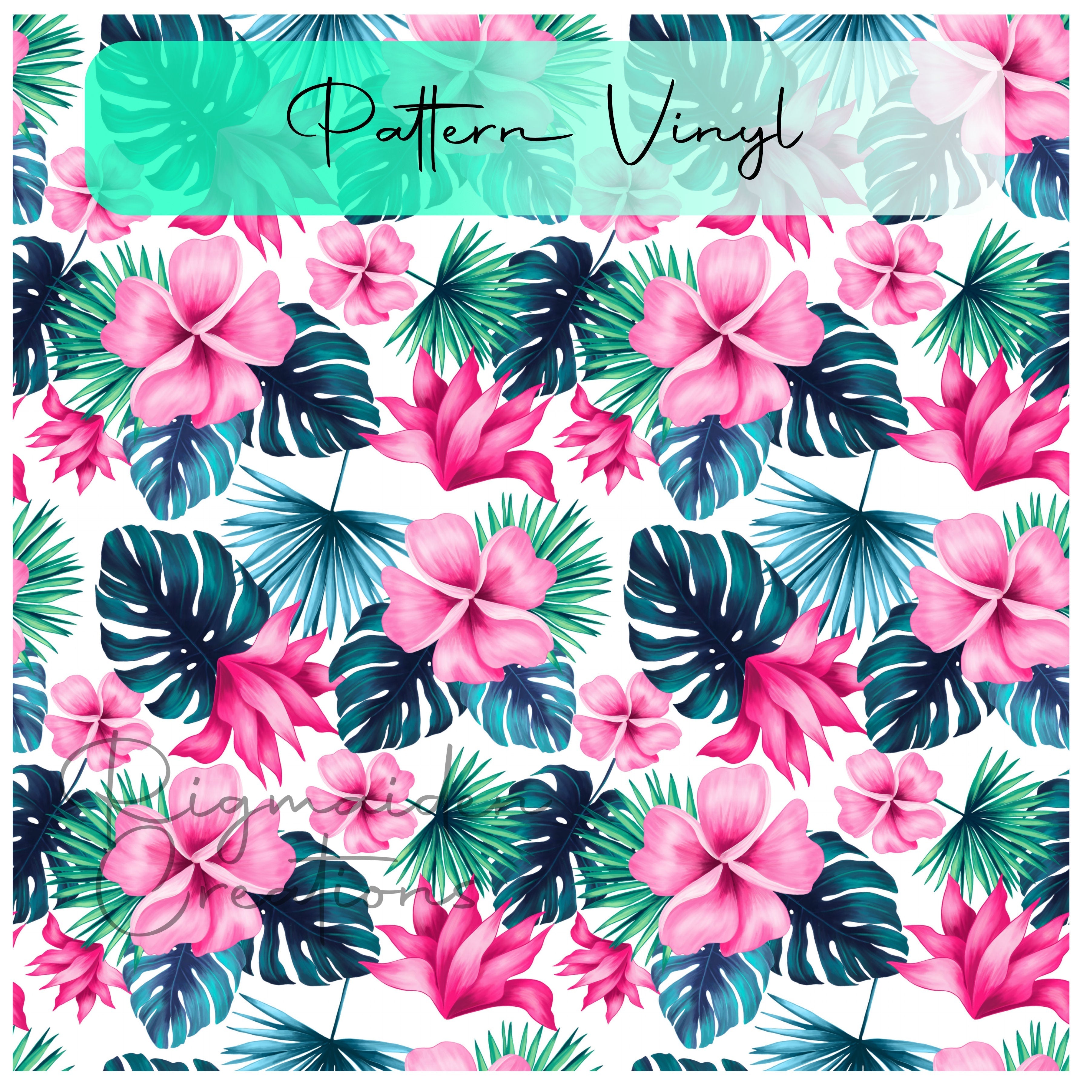 Tropical Bloom Pattern Vinyl - 12x12 | Vinyl Sheet – Dimensional Drinks
