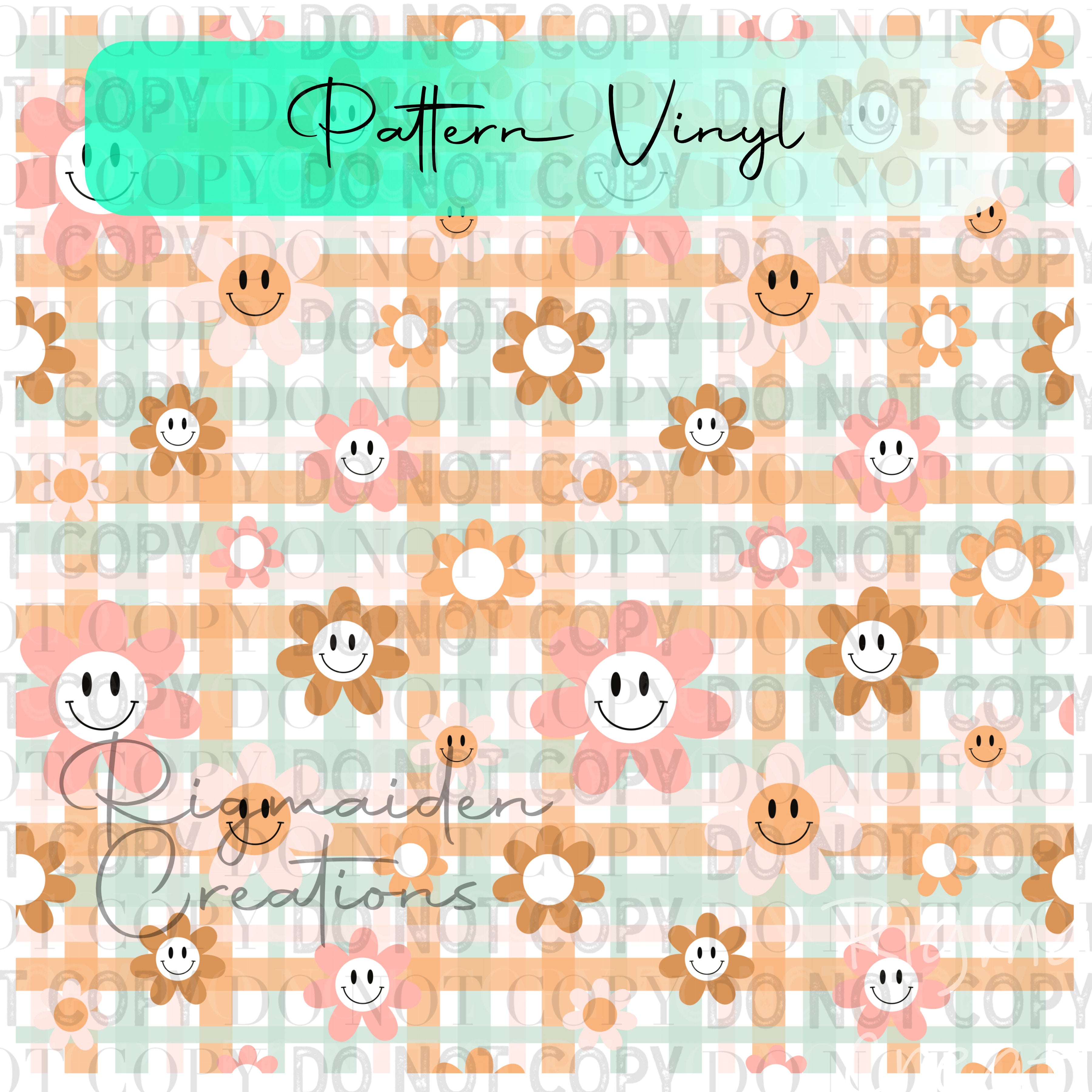 Happy Flowers & Checkers Pattern Vinyl - 12x12 – Dimensional Drinks